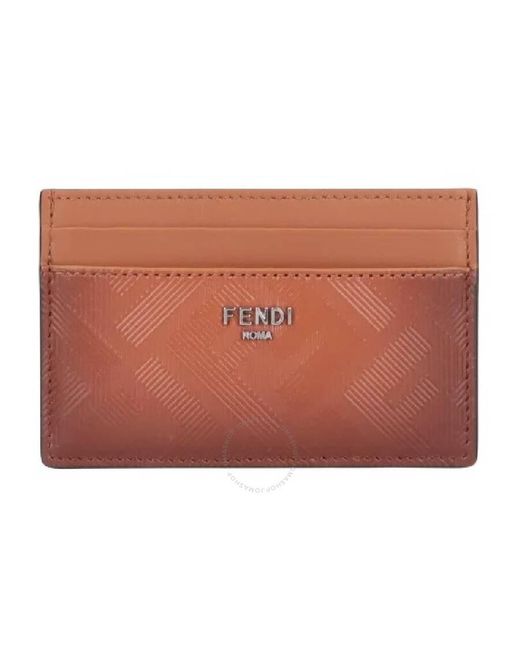 Fendi Open Top Card Holder in Red for Men | Lyst