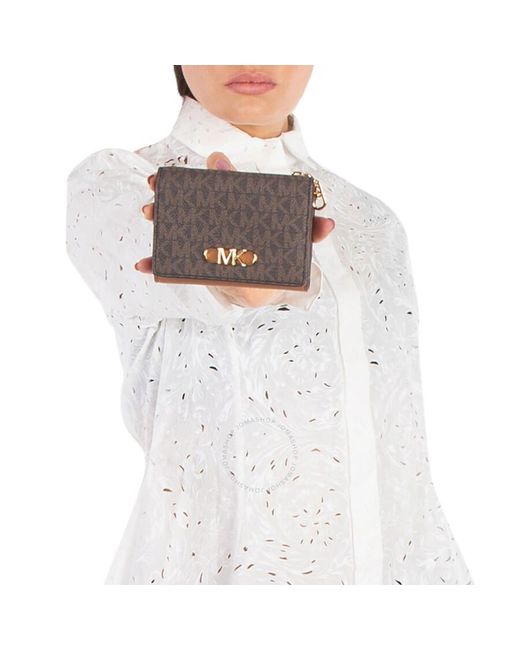 Michael Kors Signature Logo Parker Medium Tri-Fold Wallet in Purple | Lyst