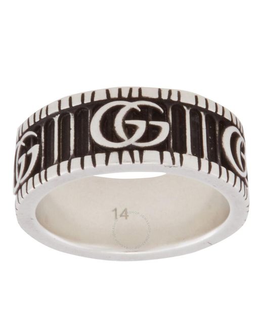 Gucci Aged Sterling Gg Marmont Ring in Metallic | Lyst