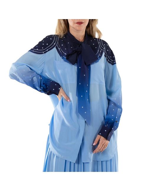 Burberry Soft Cornflower Bindie Constellation-print Silk Blouse in Blue ...