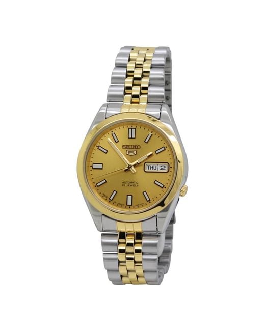 Seiko 5 Automatic Gold Dial Watch in Gold Tone,Silver Tone,Two Tone,y (Metallic) for Men | Lyst ...