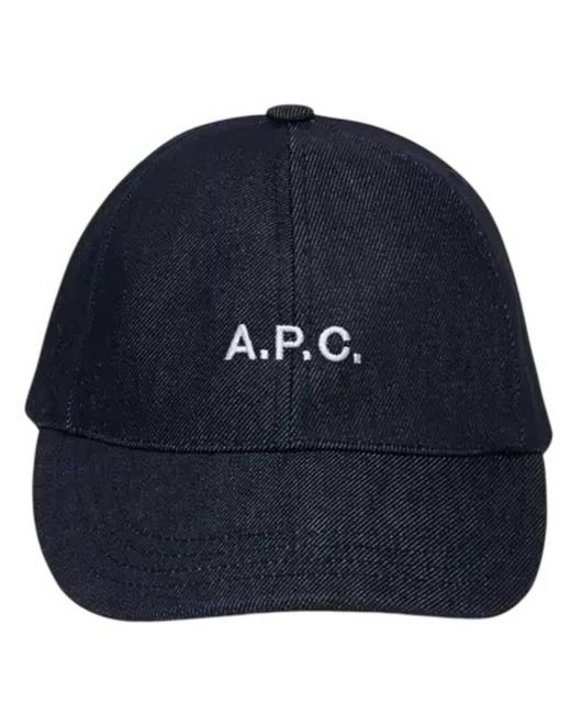 A.P.C. Charlie Embroidered Logo Denim Baseball Cap in Blue for Men ...