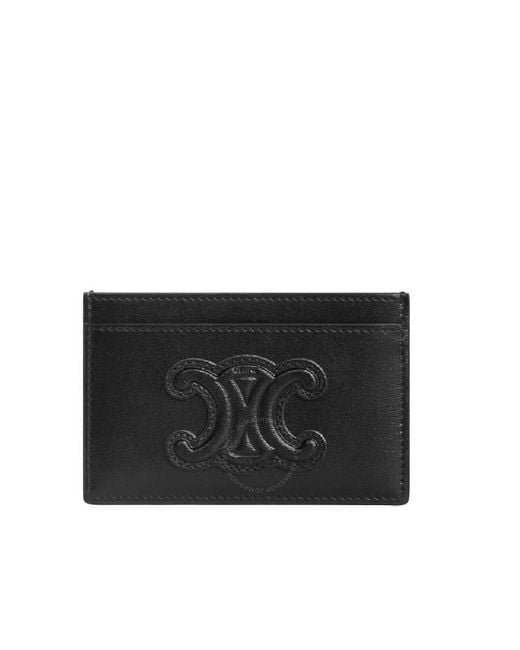 Celine Triomphe Cuir Card Holder in Black | Lyst