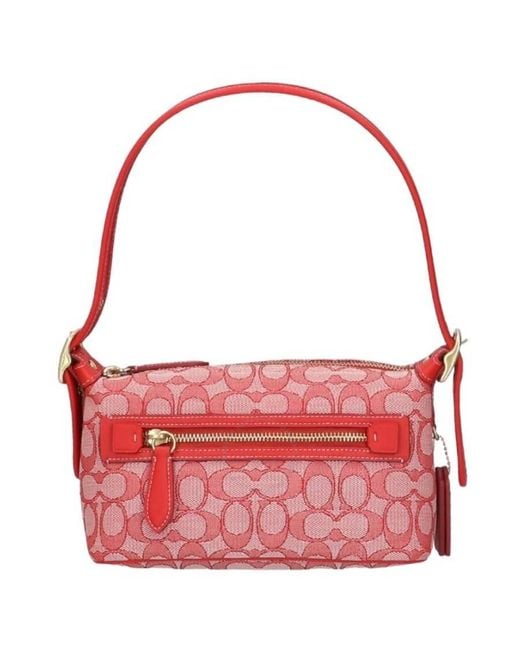 COACH Signature Jacquard Demi Shoulder Bag in Red | Lyst