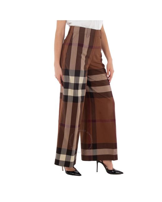 Burberry Divya Check Print Trousers, Brand Size 6 (Us in Brown | Lyst