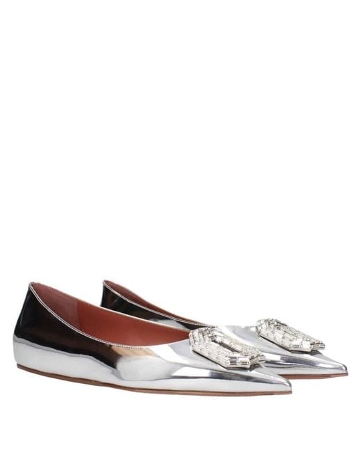 AMINA MUADDI Mirror Camelia Ballet Flats, Brand Size 39 Us in Metallic | Lyst UK