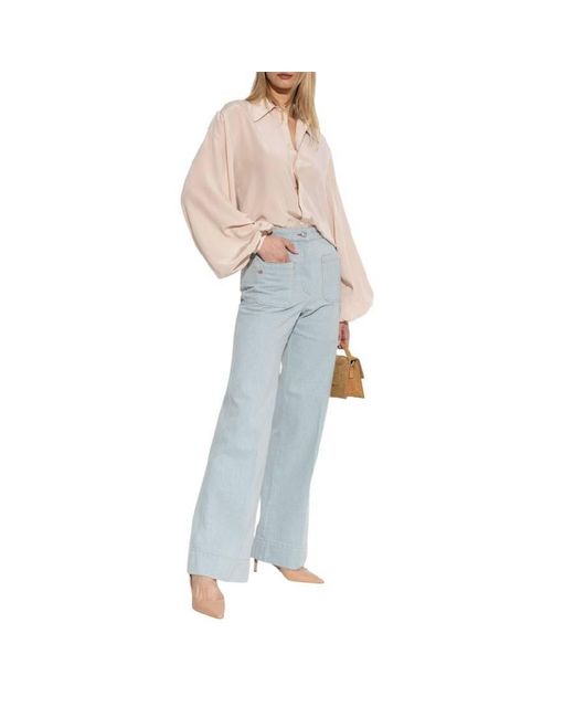 Victoria Beckham Alina Cotton Denim Jeans in Blue | Lyst UK