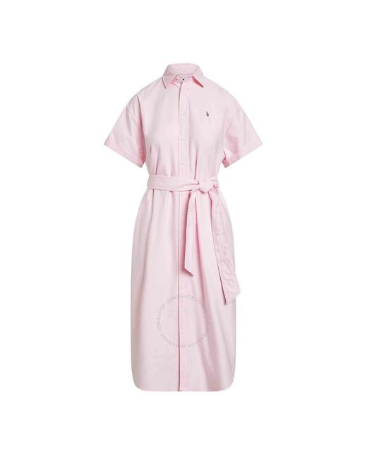 Polo Ralph Lauren Oxford Shirt Dress With Belt in Pink | Lyst UK
