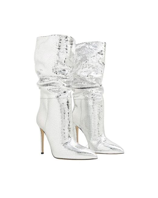 Paris Texas Python-embossed Slouchy Stiletto Boots in White | Lyst