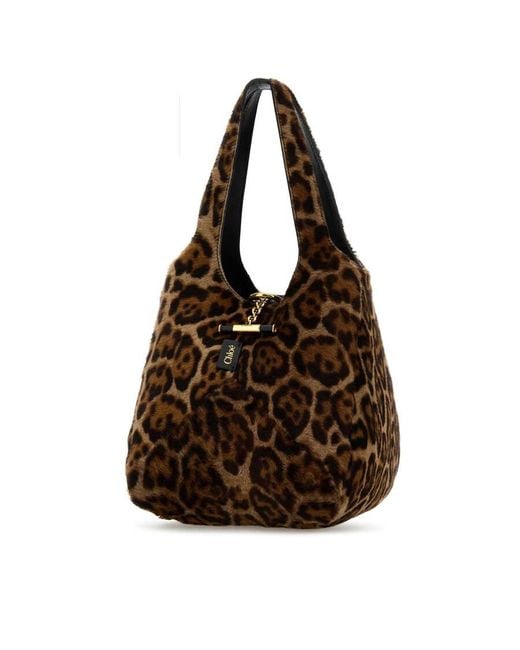 Chloé Chlo Printed Calf Hair Balloon Bucket Bag in Brown | Lyst UK