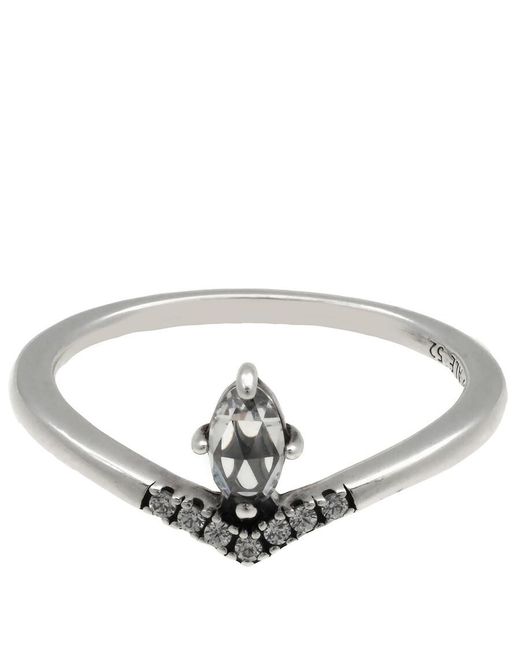 PANDORA Ladies Sterling Classic Wishbone Ring in Metallic | Lyst UK