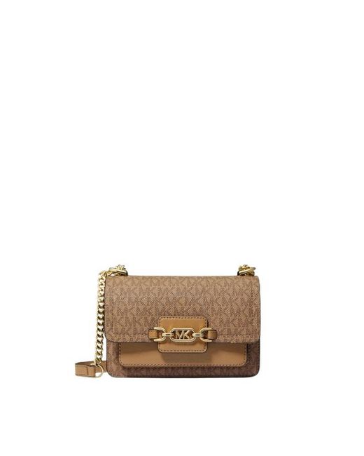 Michael Kors Heather Logo Extra Small Crossbody Bag in Natural | Lyst UK