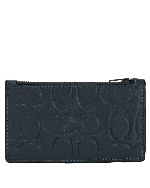 COACH Signature Zip Card Case in Blue for Men | Lyst UK