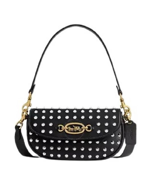 COACH Harley 23 Studded Shoulder Bag in Black | Lyst