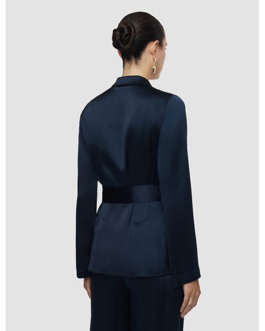 JOSEPH Archer Silk Satin Jacket in Blue | Lyst UK
