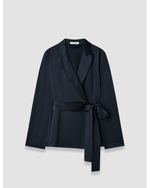 JOSEPH Archer Silk Satin Jacket in Blue | Lyst UK