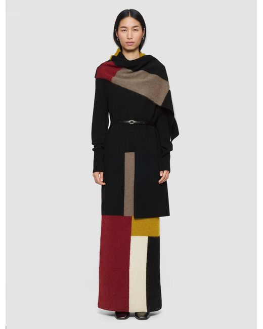 JOSEPH Overlay Wool Scarf in Black | Lyst UK