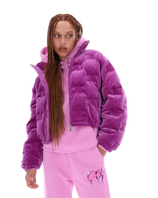 Juicy Couture Purple Velour Monogram Puffer Jacket | Lyst UK Juicy Couture Purple Velour Monogram Puffer Jacket | Lyst UK