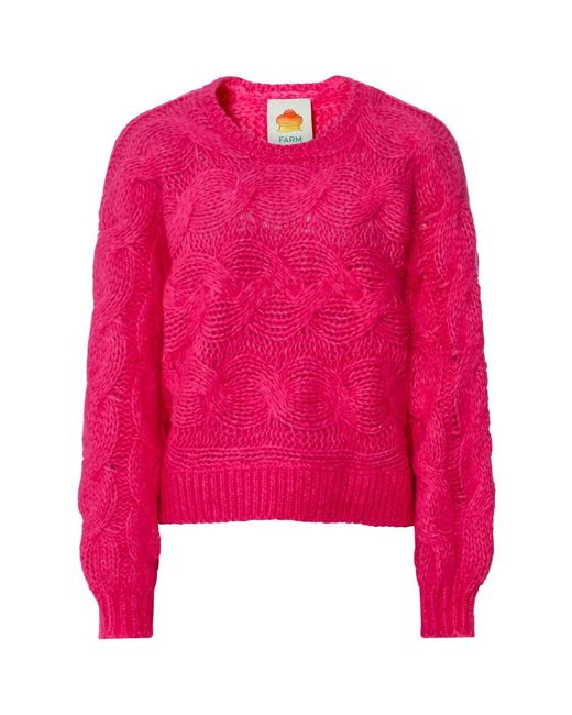 FARM Rio Maxi Cable Knit Jumper in Pink | Lyst UK