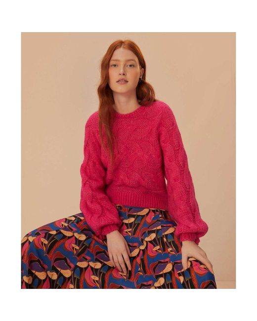 FARM Rio Maxi Cable Knit Jumper in Pink | Lyst UK