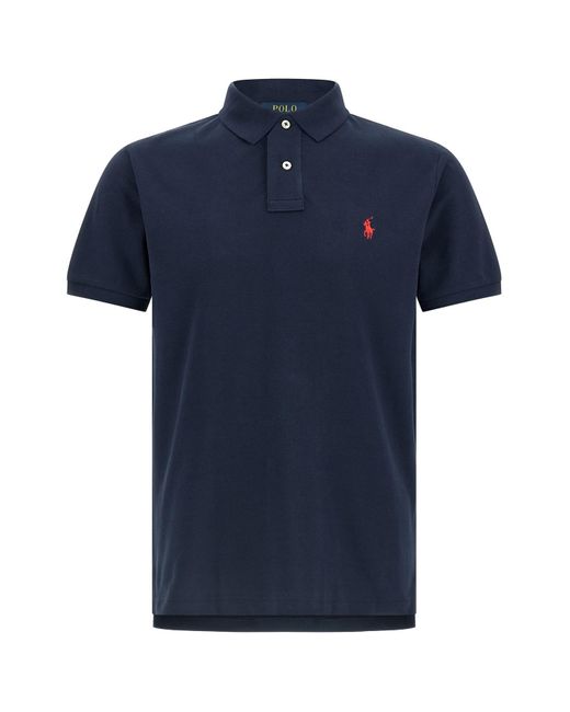 Polo Ralph Lauren Logo Embroidery Polo Shirt in Blue for Men | Lyst UK