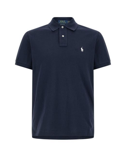 Polo Ralph Lauren Logo Embroidery Polo Shirt in Blue for Men | Lyst UK