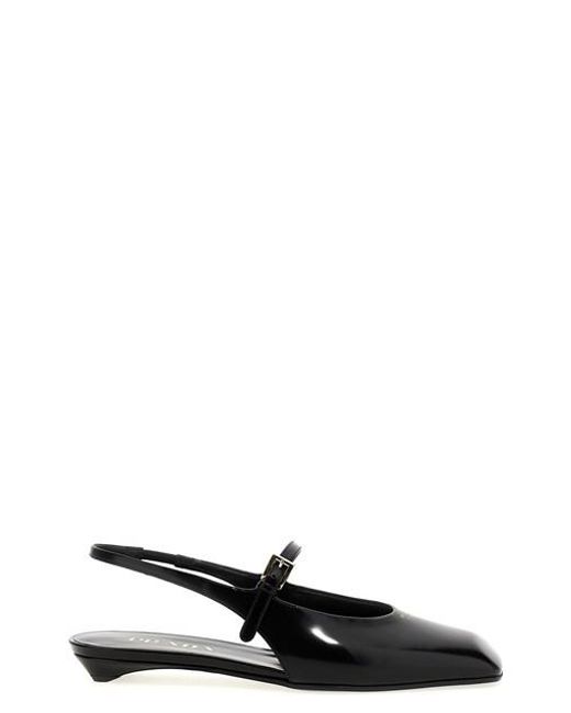 Prada Logo Slingback in Black | Lyst
