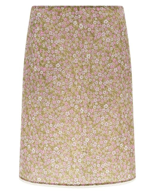 Prada 'blossom' Skirt in Natural | Lyst UK