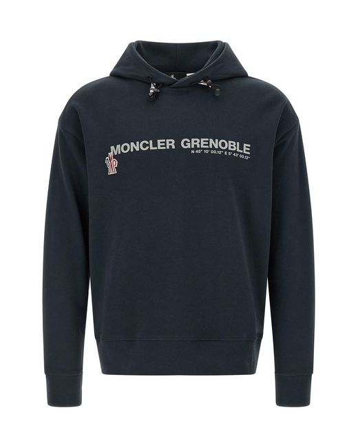 Moncler Logo Hoodie in Blue for Men | Lyst UK