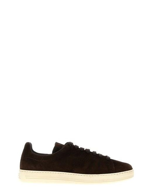 Tom Ford Logo Suede Sneakers in Black for Men | Lyst