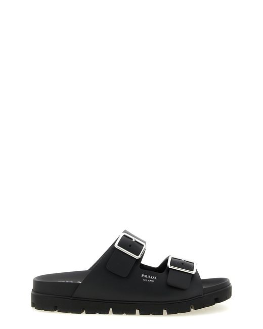 Prada Rubber Slides in Black for Men | Lyst UK