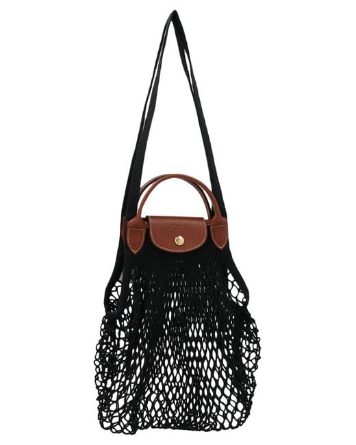 Longchamp 'l Le Pliage Filet' Shoulder Bag in Black | Lyst UK