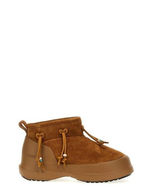 Moon Boot 'luna Low Suede Beads' Ankle Boots in Brown | Lyst
