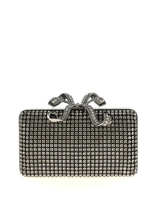 Self-Portrait 'silver Crystal Box' Clutch in Black | Lyst
