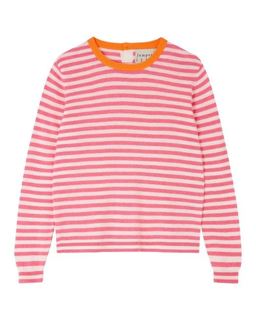 Jumper 1234 Contrast Cashmere Stripe Crew in Pink | Lyst