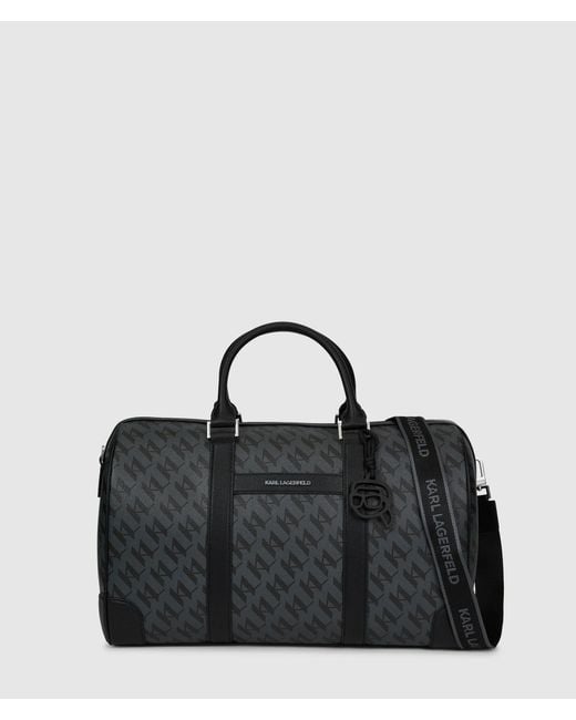 KARL LAGERFELD Ikon Monogram Weekender Bag in Black for Men | Lyst