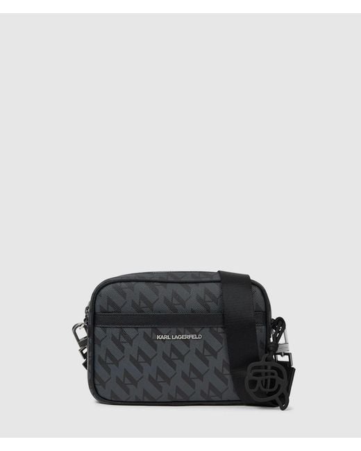 KARL LAGERFELD Ikon Monogram Elongated Crossbody Bag in Black for Men ...