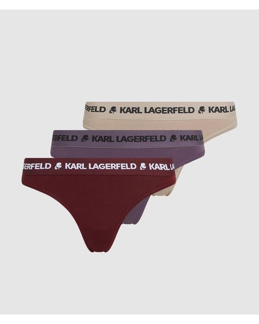 Karl Lagerfeld Logo Thongs – 3 Pack, Multicoloured in Purple | Lyst UK