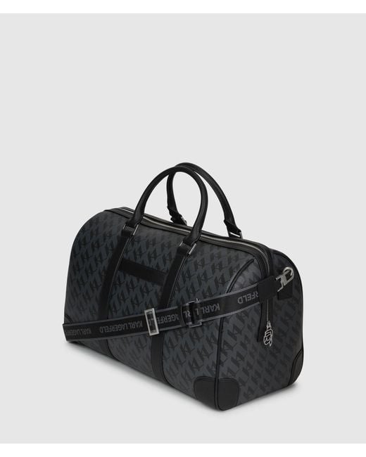 KARL LAGERFELD Ikon Monogram Weekender Bag in Black for Men | Lyst