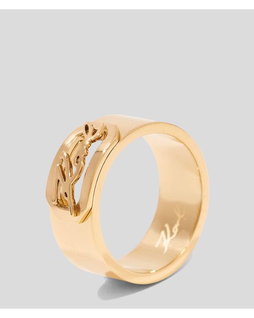 Karl Lagerfeld Kar Signature Ring in Metallic | Lyst UK