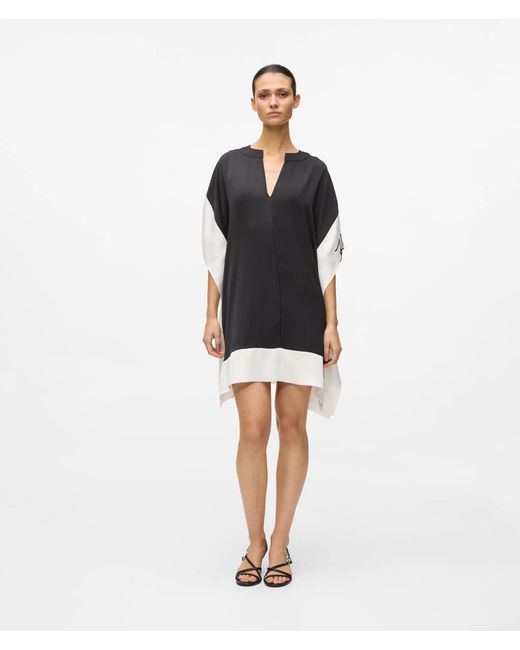 Karl Lagerfeld Signature Wide Sleeve Dress in White | Lyst UK