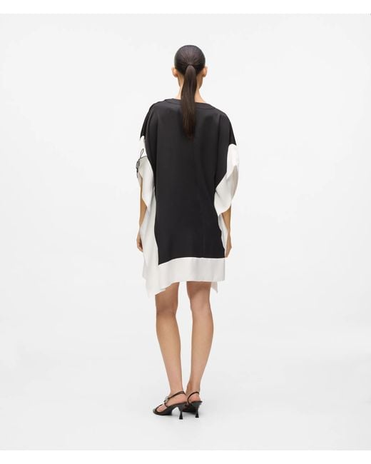 Karl Lagerfeld Signature Wide Sleeve Dress in White | Lyst UK