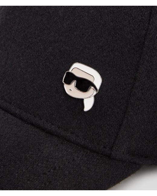 Karl Lagerfeld Ikon Wool Cap in Black for Men | Lyst UK