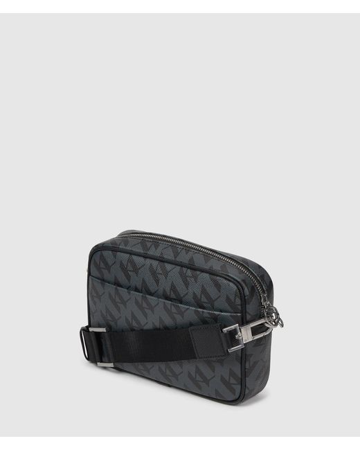 KARL LAGERFELD Ikon Monogram Elongated Crossbody Bag in Black for Men ...