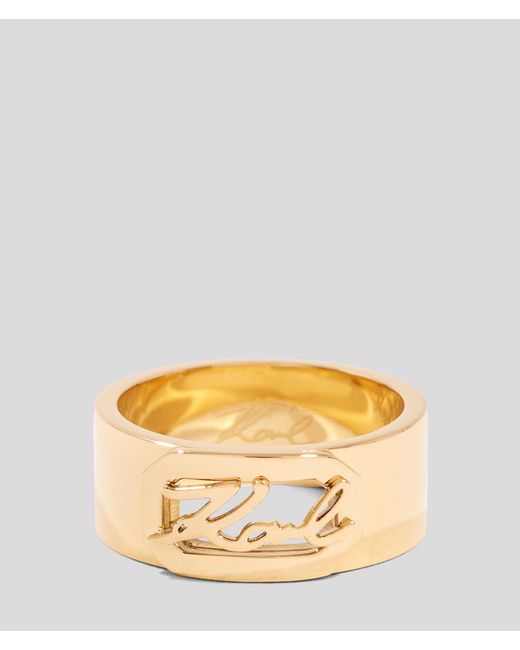 Karl Lagerfeld Kar Signature Ring in Metallic | Lyst UK
