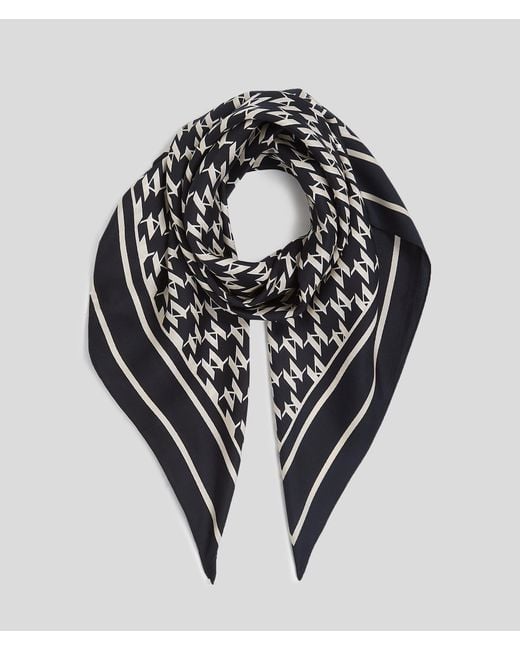 Karl Lagerfeld Kl Monogram Silk Scarf in Black | Lyst UK