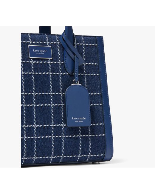 Kate Spade Manhattan Denim Check Small Tote in Blue | Lyst UK
