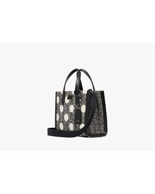 Kate Spade Manhattan Dot Tweed Small Tote in Black | Lyst