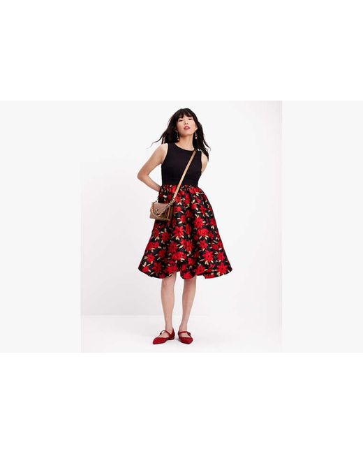 Kate Spade Winter Blooms Brocade Dress in Red | Lyst