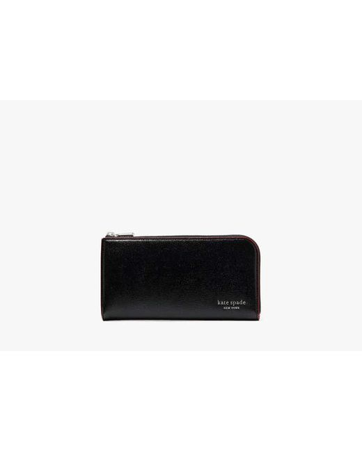 Kate Spade Devin Glitter Zip Wallet in Black | Lyst